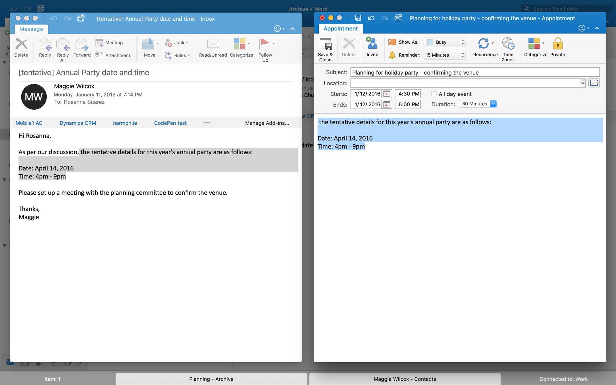 Outlook für Mac neu mit Vollbildansicht