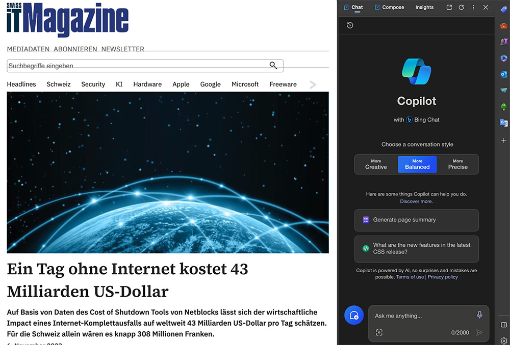 Edge 119 verweigert Ein- und Ausblenden der Sidebar ohne Copilot