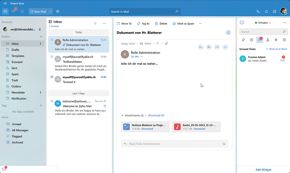 Zoho Trident kombiniert Dienste
